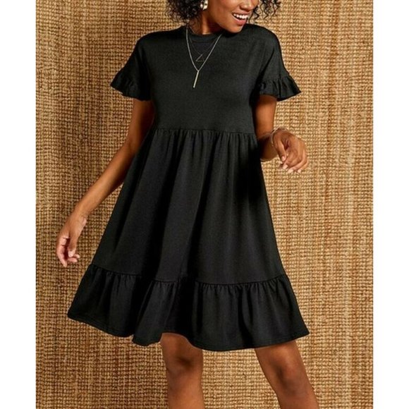 aqe Fashion | Dresses | Aqe Fashion Black Ruffled Tiered Aline Dress Eu ...